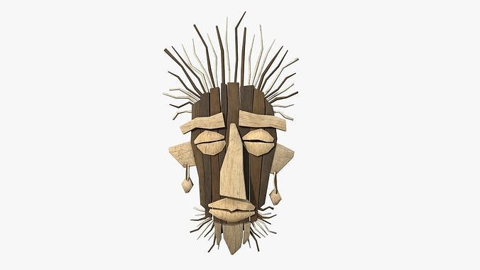 3D model Tribal Mask A03 Pure Wood - Headband Character Design VR / AR ...