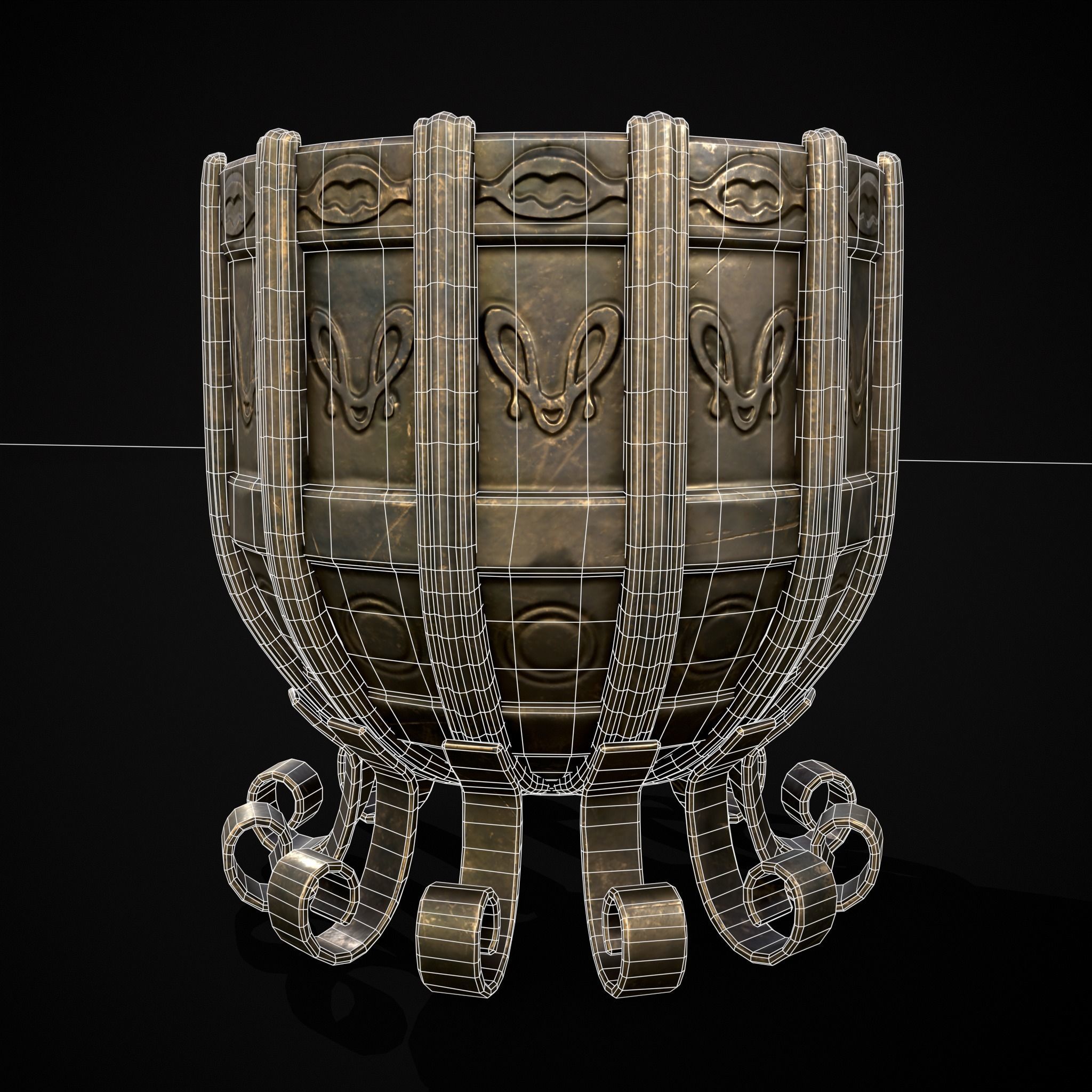 3D model Bronze Decorative Cauldron VR / AR / low-poly | CGTrader