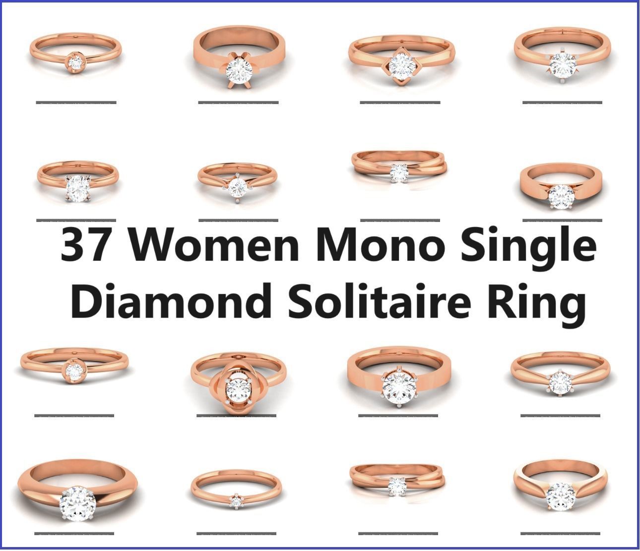 37 Women Mono Single Diamond Solitaire Ring models 3D Model Collection ...