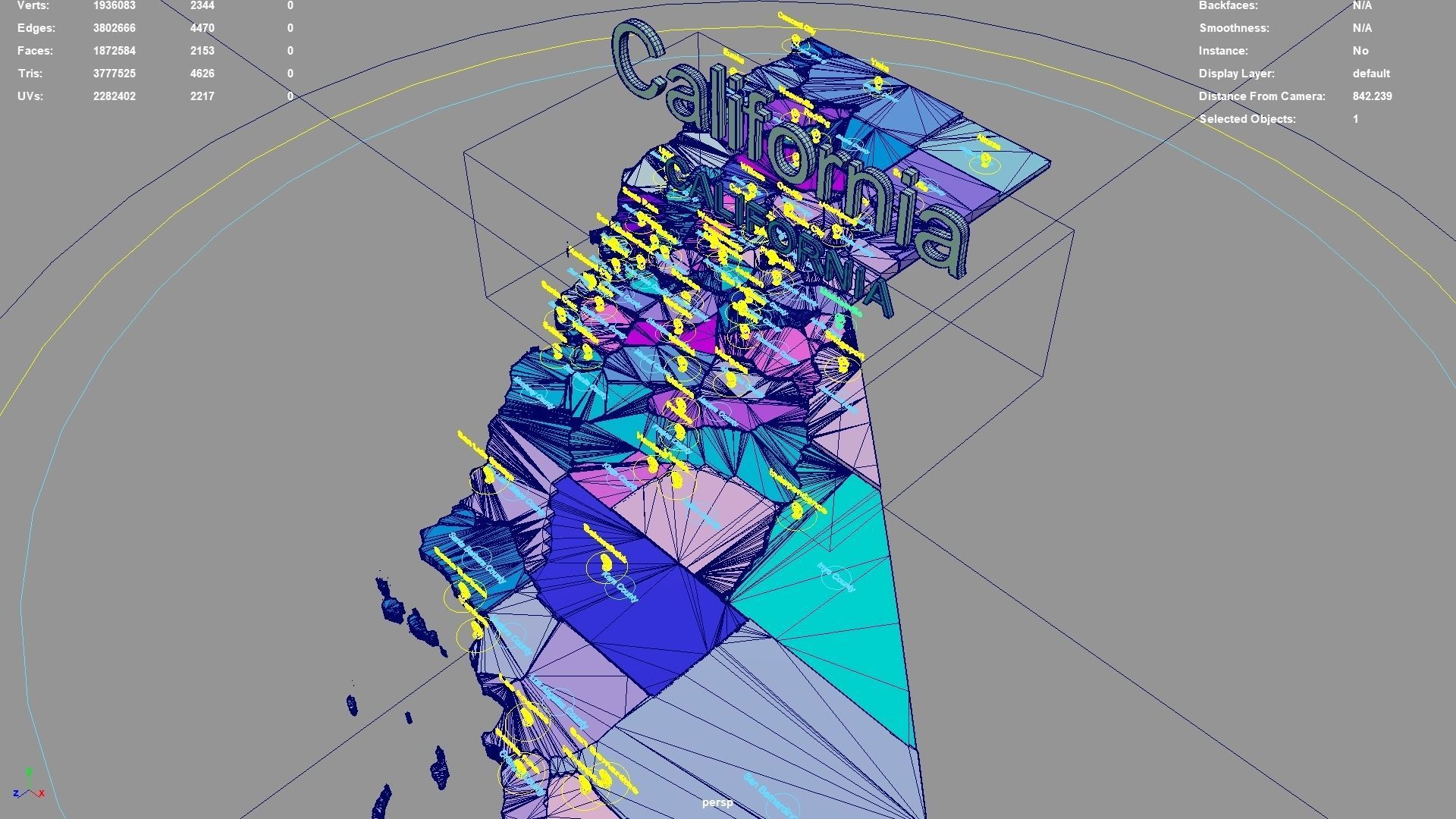 California United States USA map region 3D model geography 3D model ...
