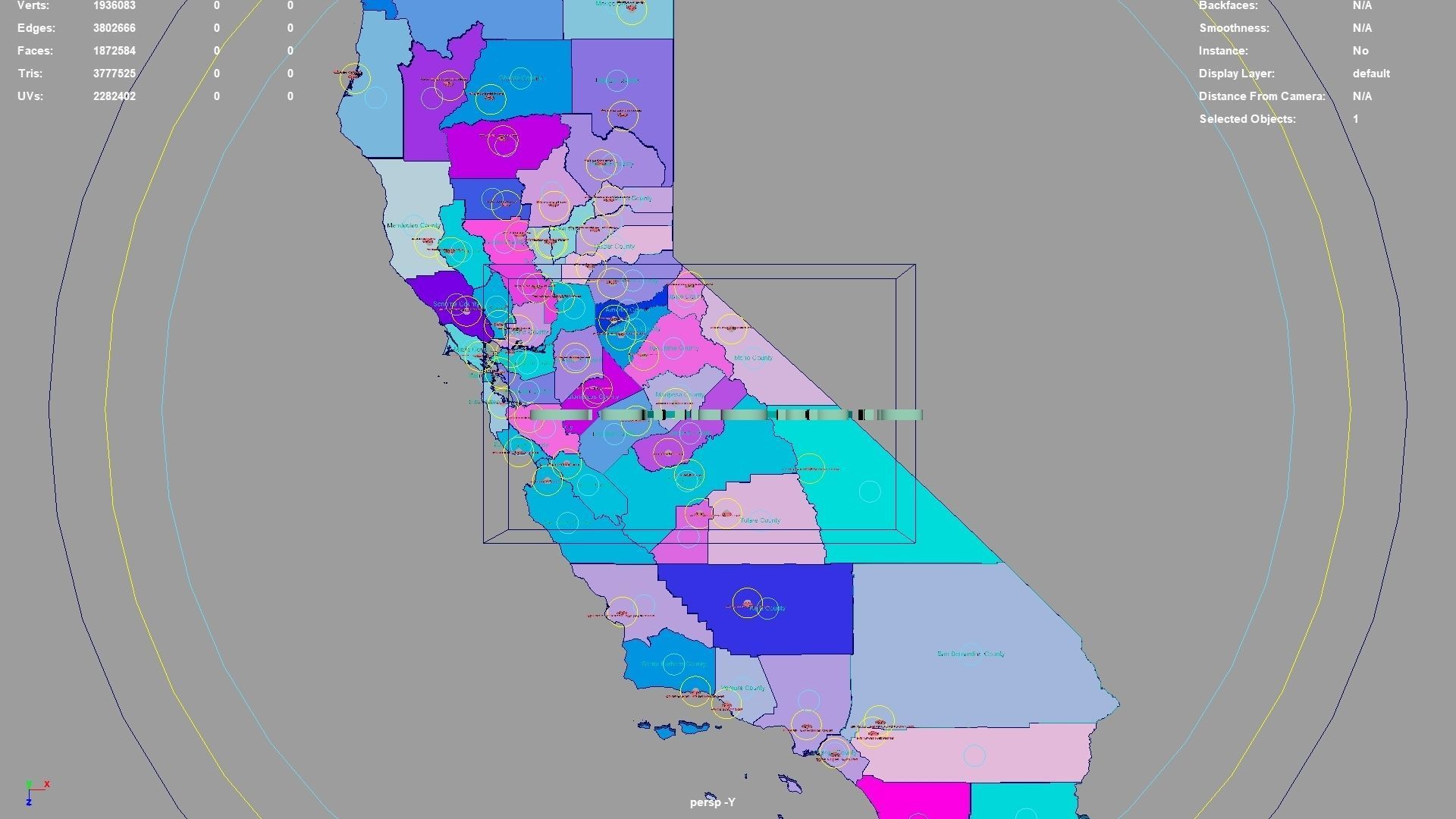 California United States USA map region 3D model geography 3D model ...