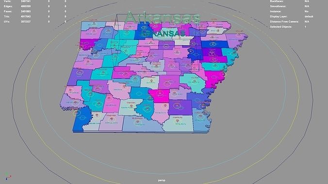 Arkansas United States USA map region 3D model geography 3D model ...