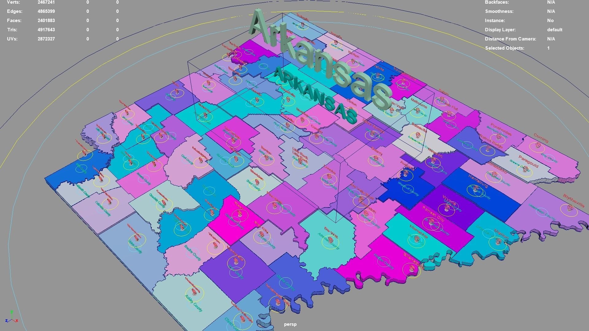 Arkansas United States USA map region 3D model geography 3D model ...