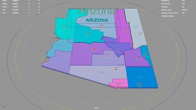 Arizona United States USA map region 3D model geography 3D model rigged ...
