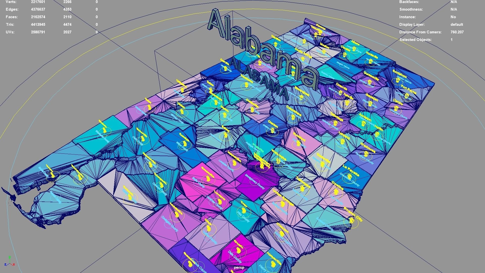 Alabama United States USA map region 3D model geography 3D model rigged ...