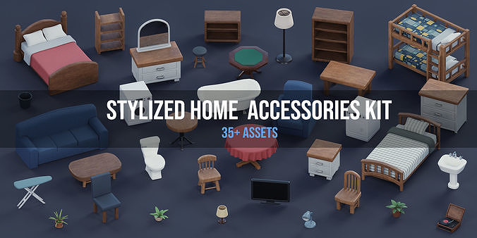 Stylized Home Interior Kit 3D model | CGTrader