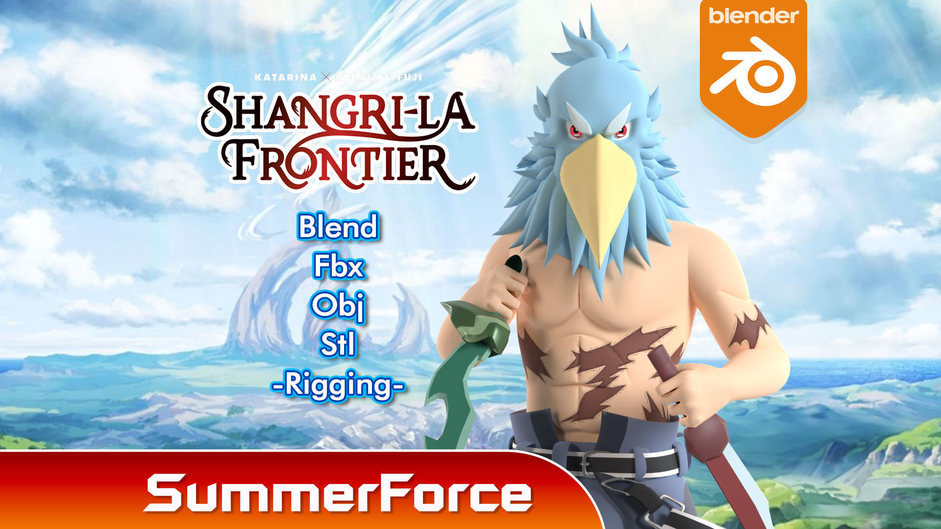 Sunraku - Shangri-la Frontier 3D model rigged | CGTrader