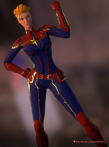 Captain Marvel character OBJ file collectibles Editable 3D model 3D ...