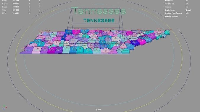 Tennessee United States USA map region 3D model geography 3D model ...