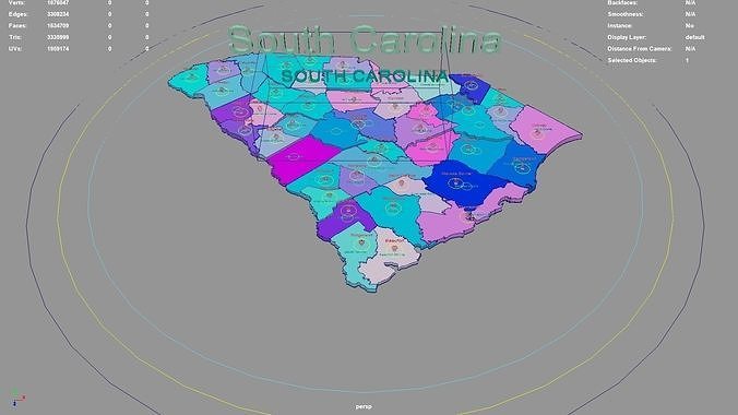 South Carolina United States USA map region 3D model geography 3D model ...