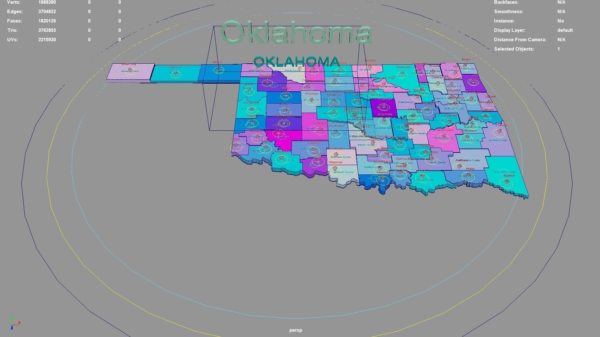 Oklahoma United States USA map region 3D model geography 3D model ...