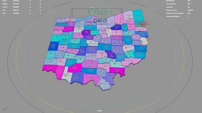 Ohio United States USA map region 3D model geography political 3D model ...