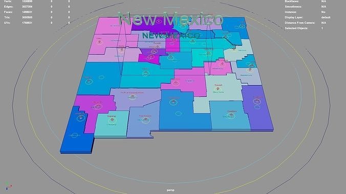 New Mexico United States USA map region 3D model geography 3D model ...