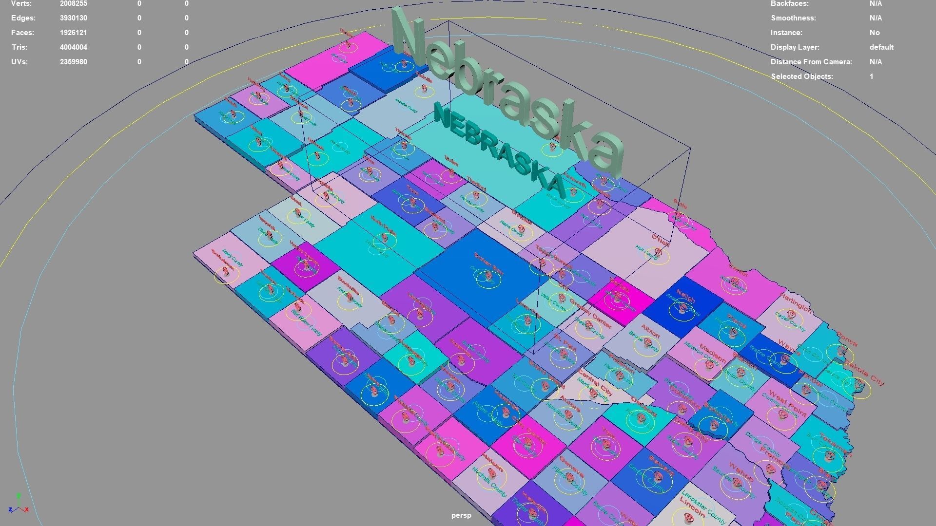Nebraska United States USA map region 3D model geography 3D model ...