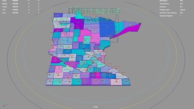 Minnesota United States USA map region 3D model geography 3D model ...