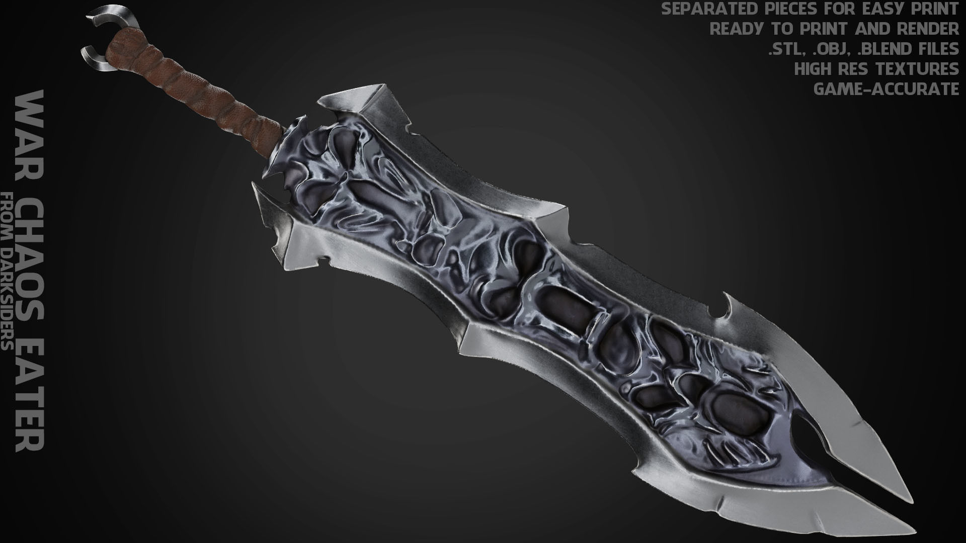 Darksiders War Chaos Eater Sword for Cosplay 3D model 3D printable ...