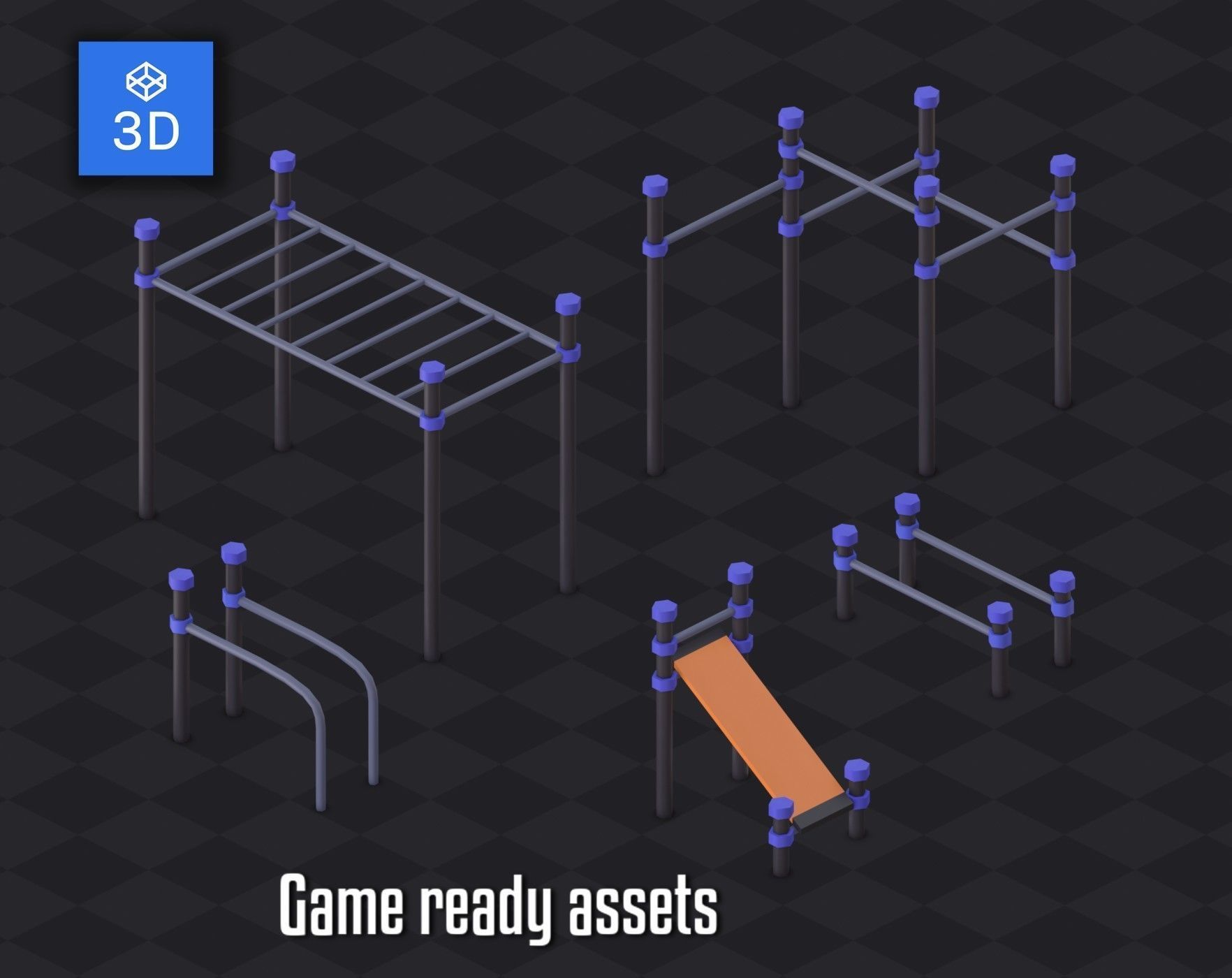 3D model 3D Low Poly Gym Game Assets VR / AR / low-poly | CGTrader