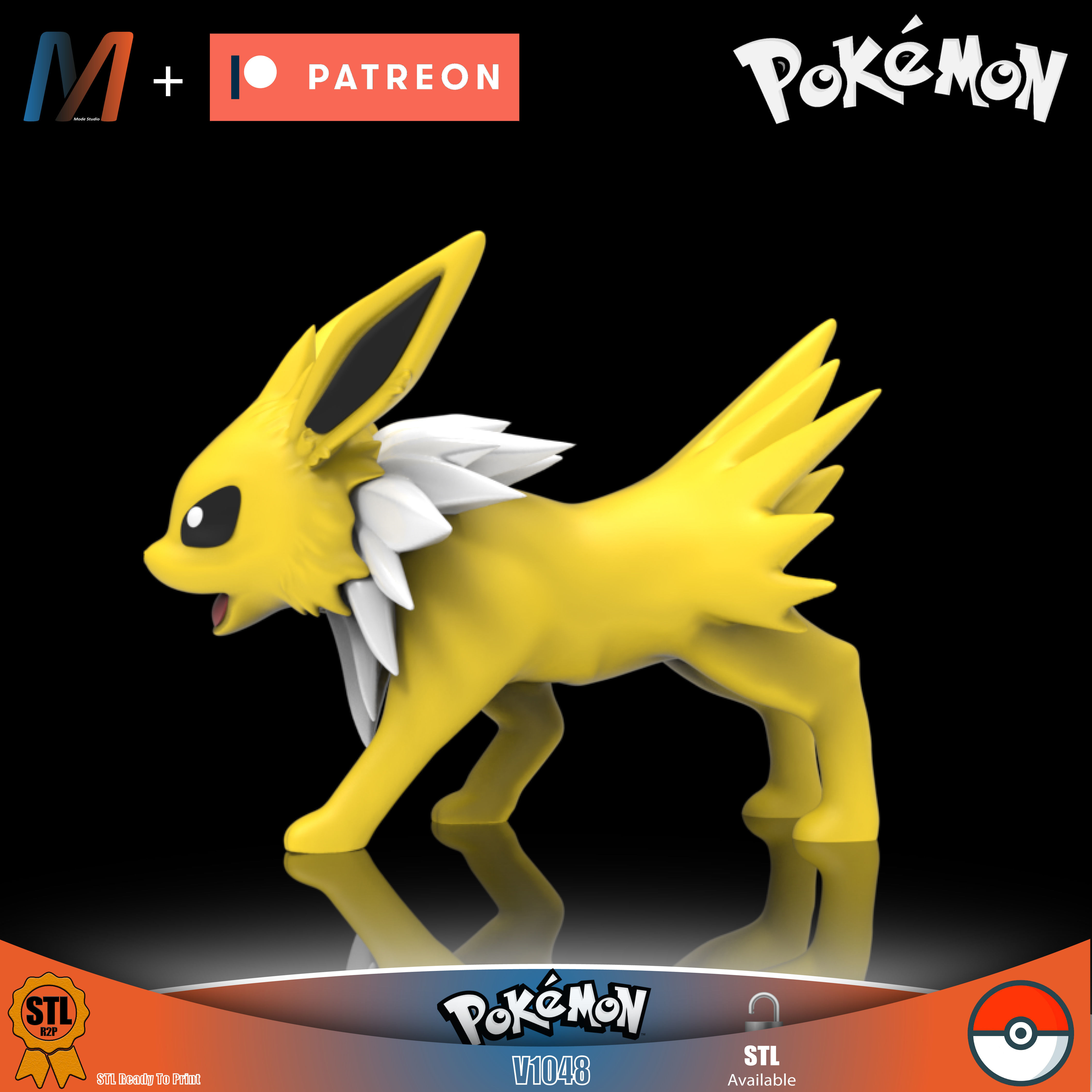 V1048 POKEMON JOLTEON 3D model 3D printable | CGTrader