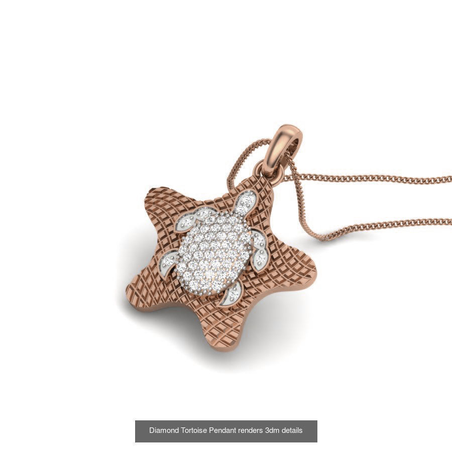 6 Tortoises heart pendant necklace 3dm stl render detail 3D Model ...