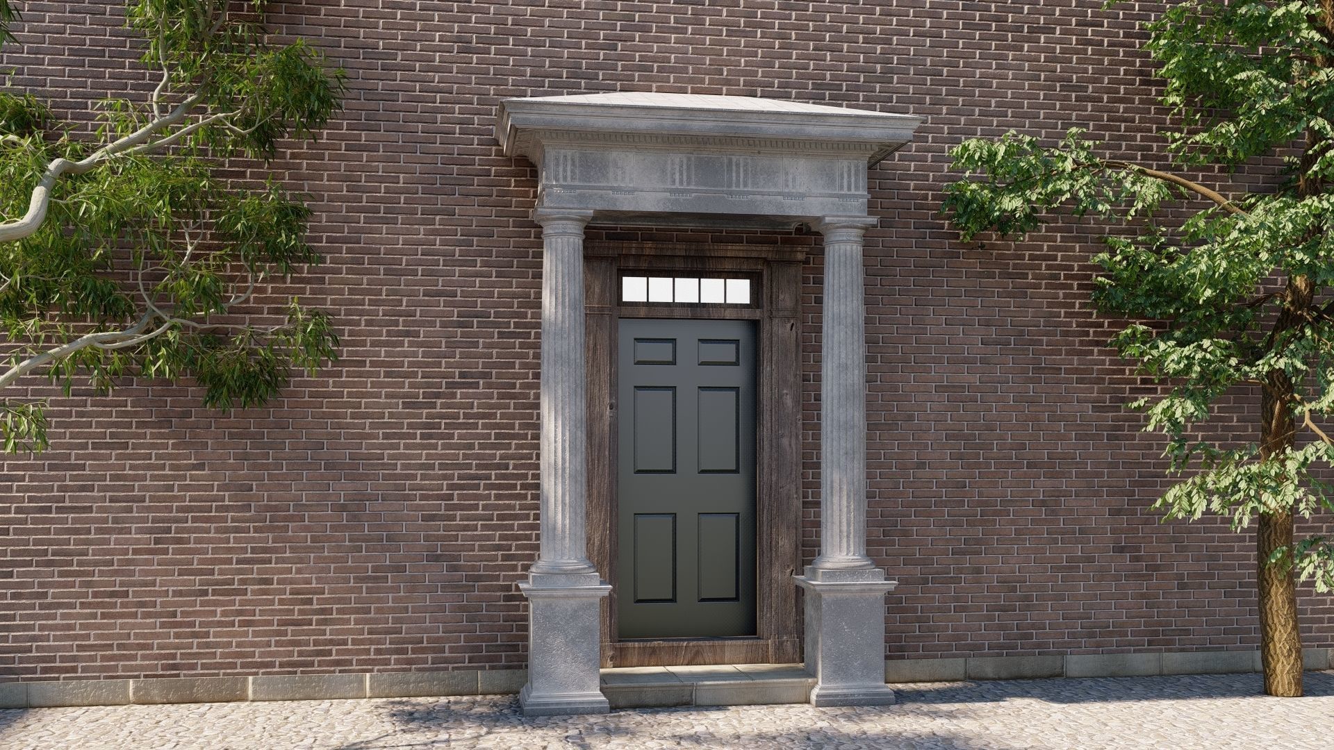 Portico Entrance Porch Door Surround with Doric Column 3D model | CGTrader