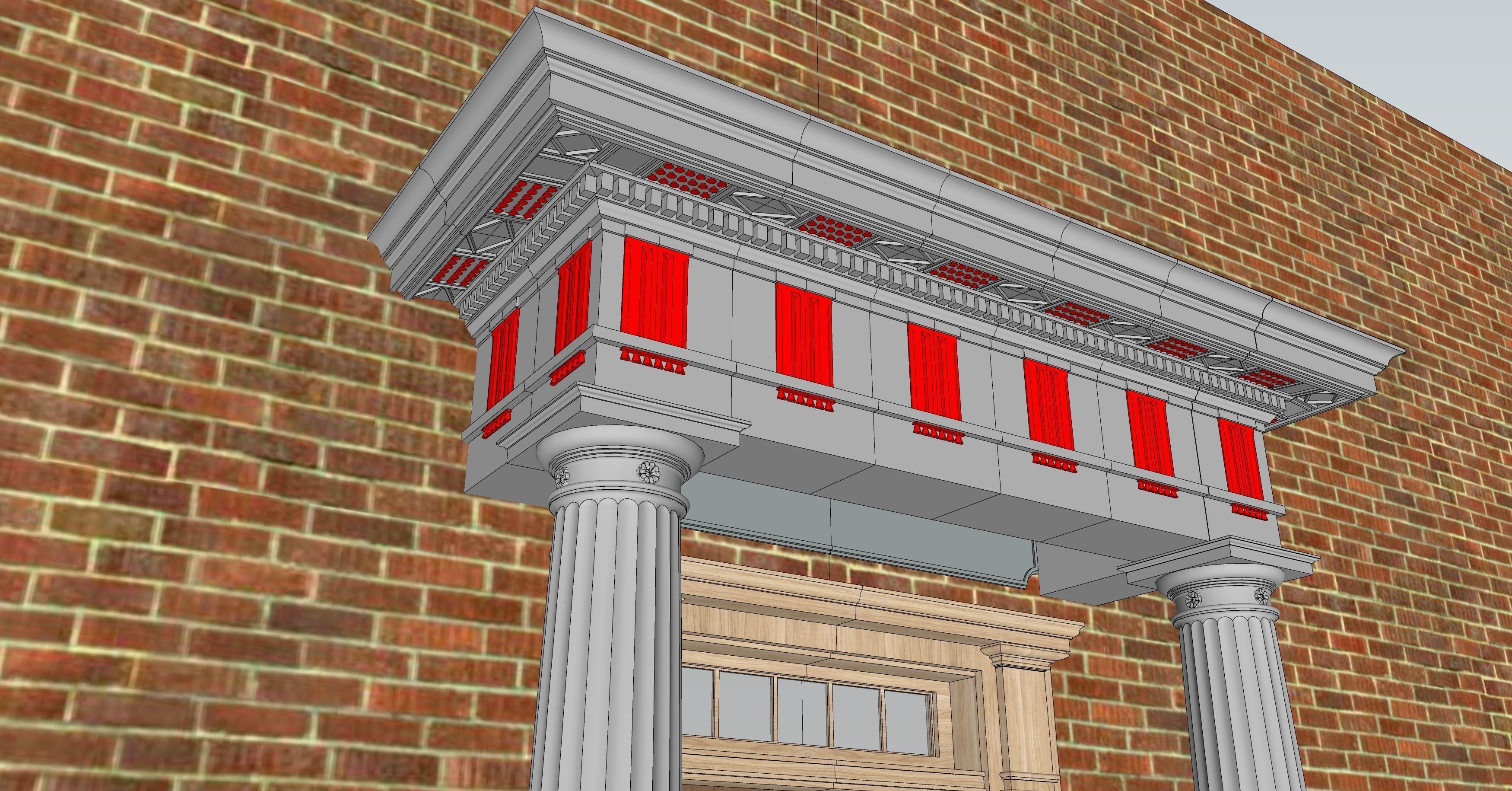Portico Entrance Porch Door Surround with Doric Column 3D model | CGTrader