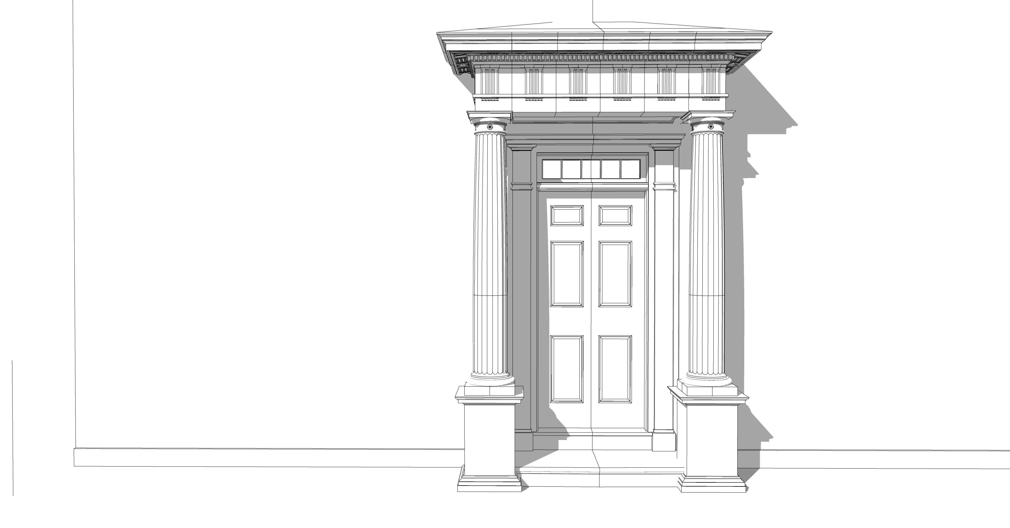 Portico Entrance Porch Door Surround with Doric Column 3D model | CGTrader