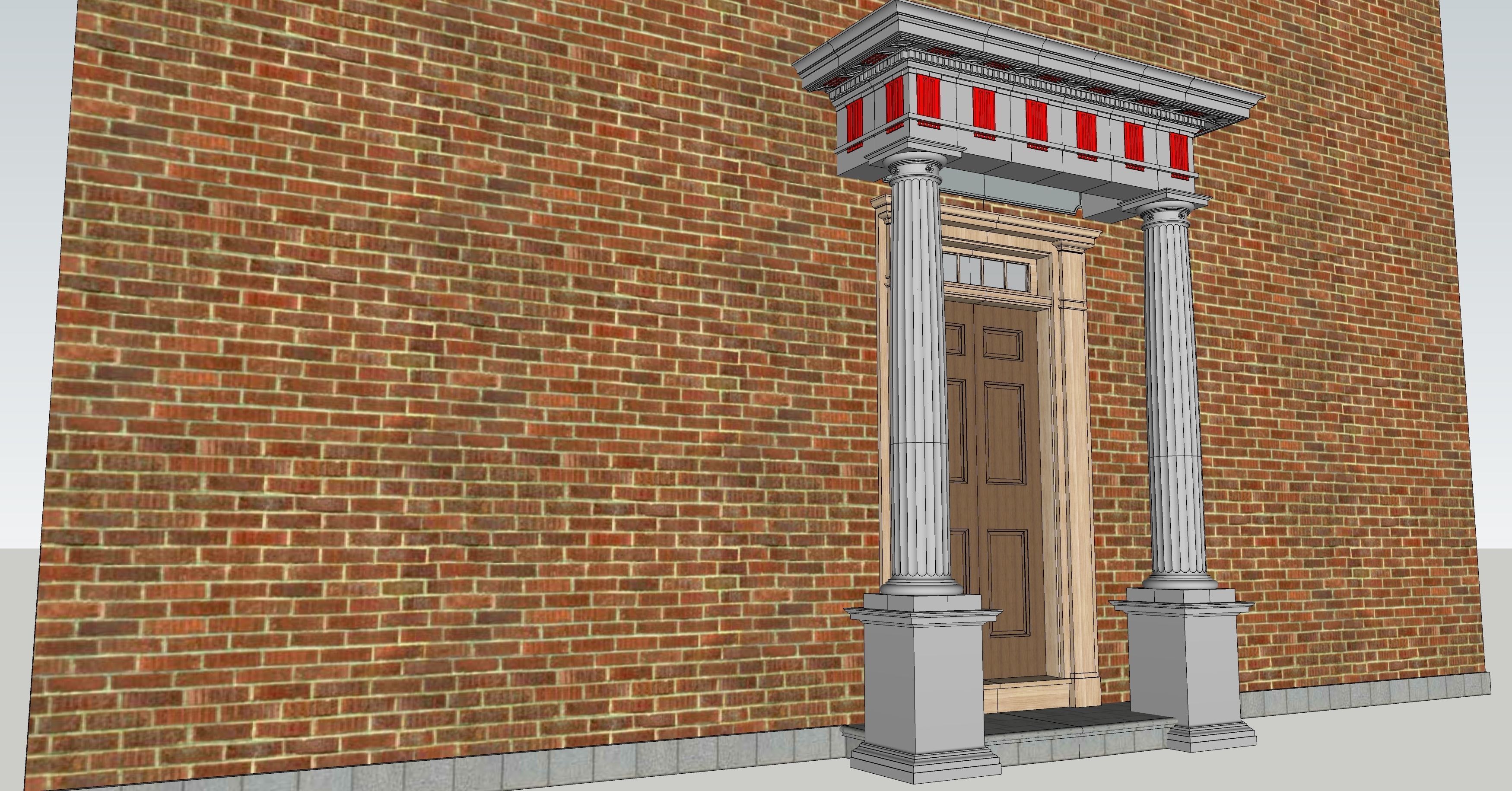 Portico Entrance Porch Door Surround with Doric Column 3D model | CGTrader