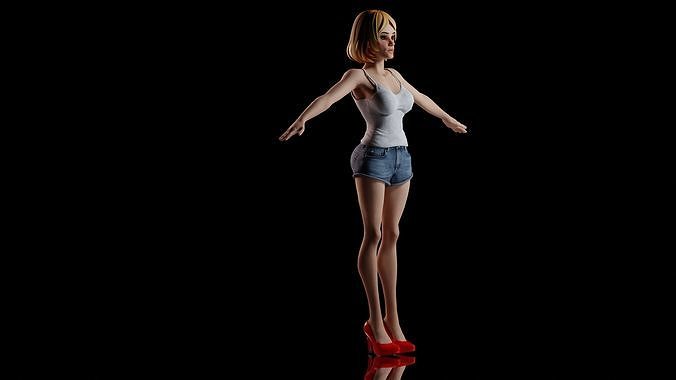 3d female fully rigged 3D model animated rigged | CGTrader