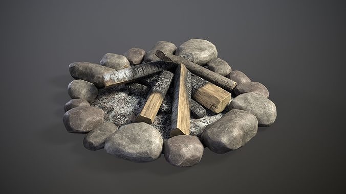 3D model Bonfire with logs and rocks VR / AR / low-poly | CGTrader