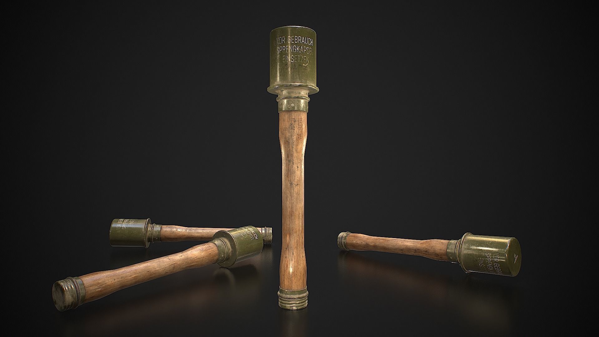 3D model German hand grenade Stielhandgranaten 24 VR / AR / low-poly ...