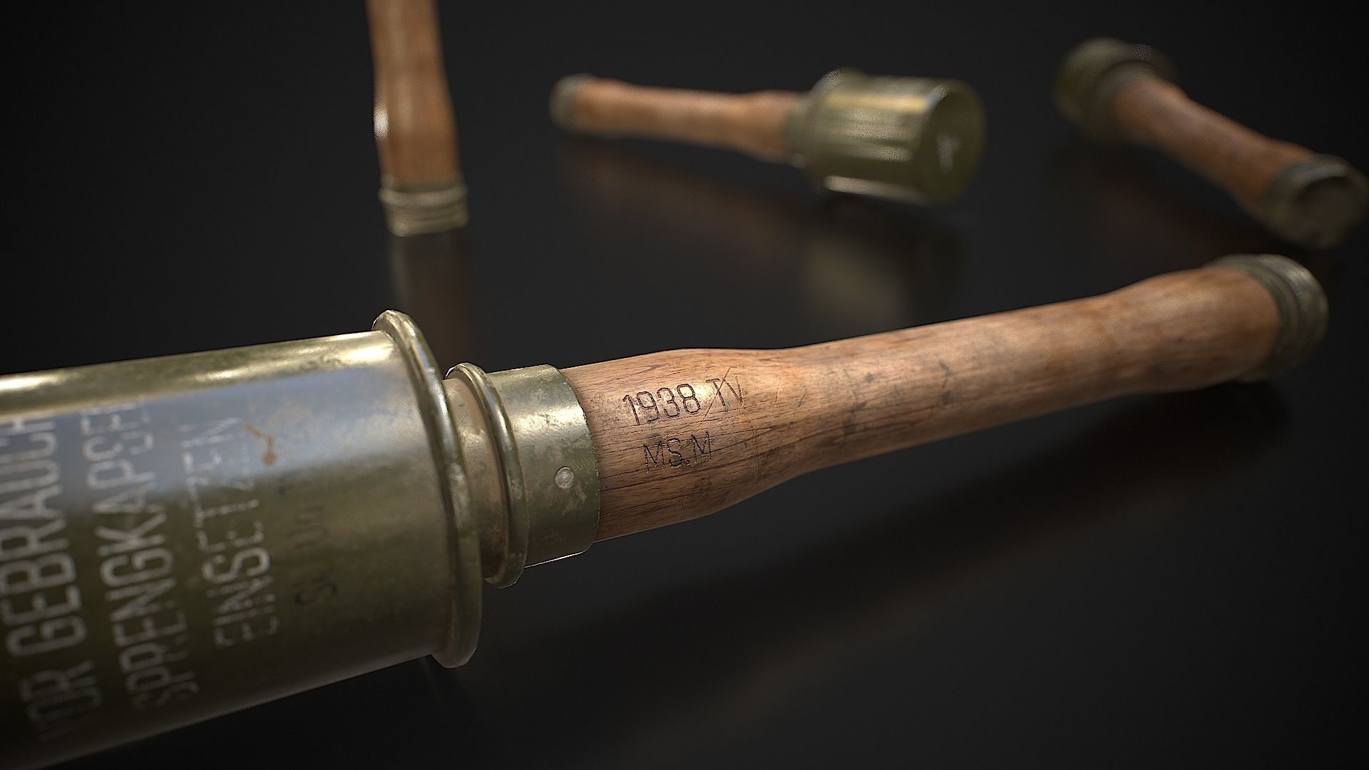 3D model German hand grenade Stielhandgranaten 24 VR / AR / low-poly ...