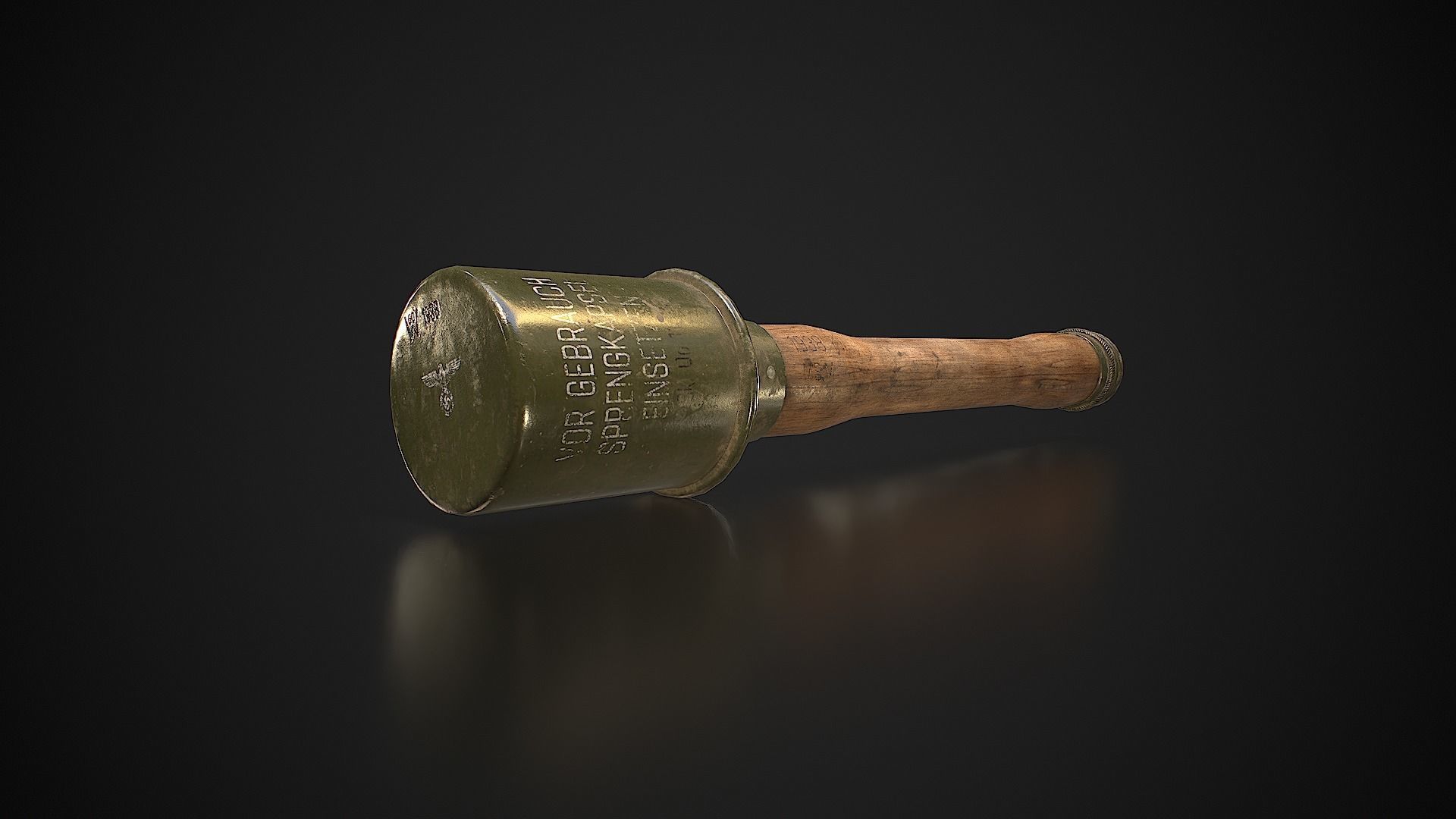 3D model German hand grenade Stielhandgranaten 24 VR / AR / low-poly ...