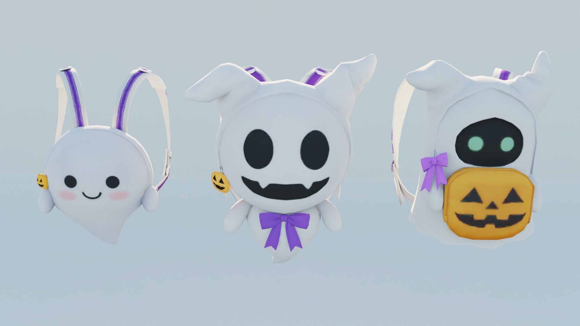 Bag 3x Adorable Ghost Backpack 3D model | CGTrader