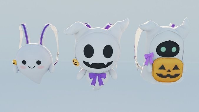 Bag 3x Adorable Ghost Backpack 3D model | CGTrader
