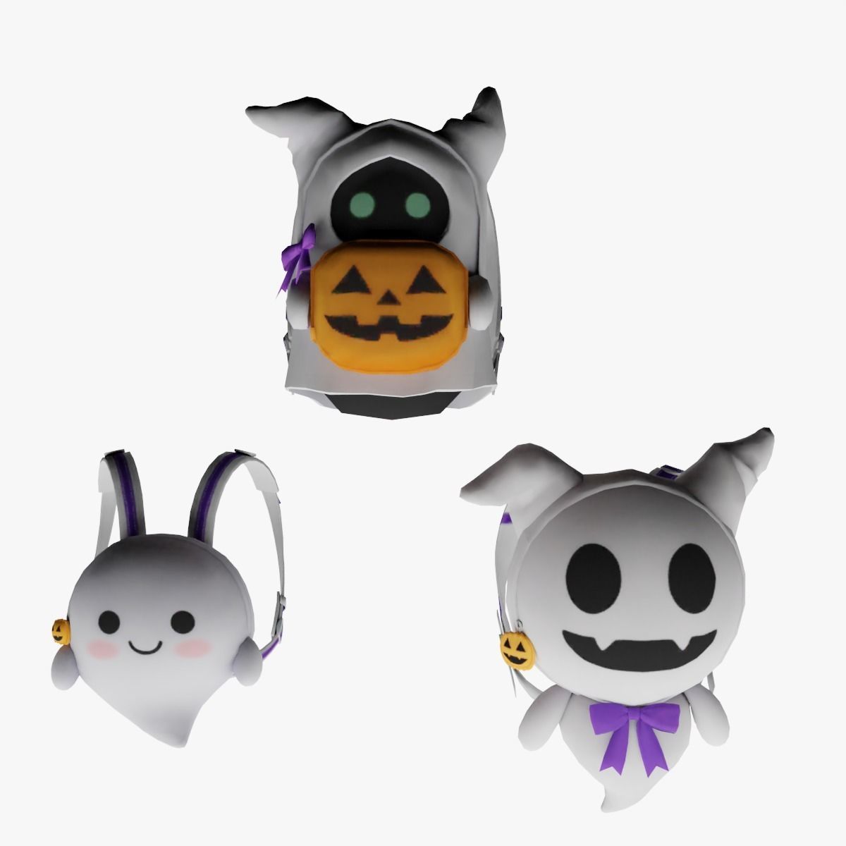 Bag 3x Adorable Ghost Backpack 3D model | CGTrader
