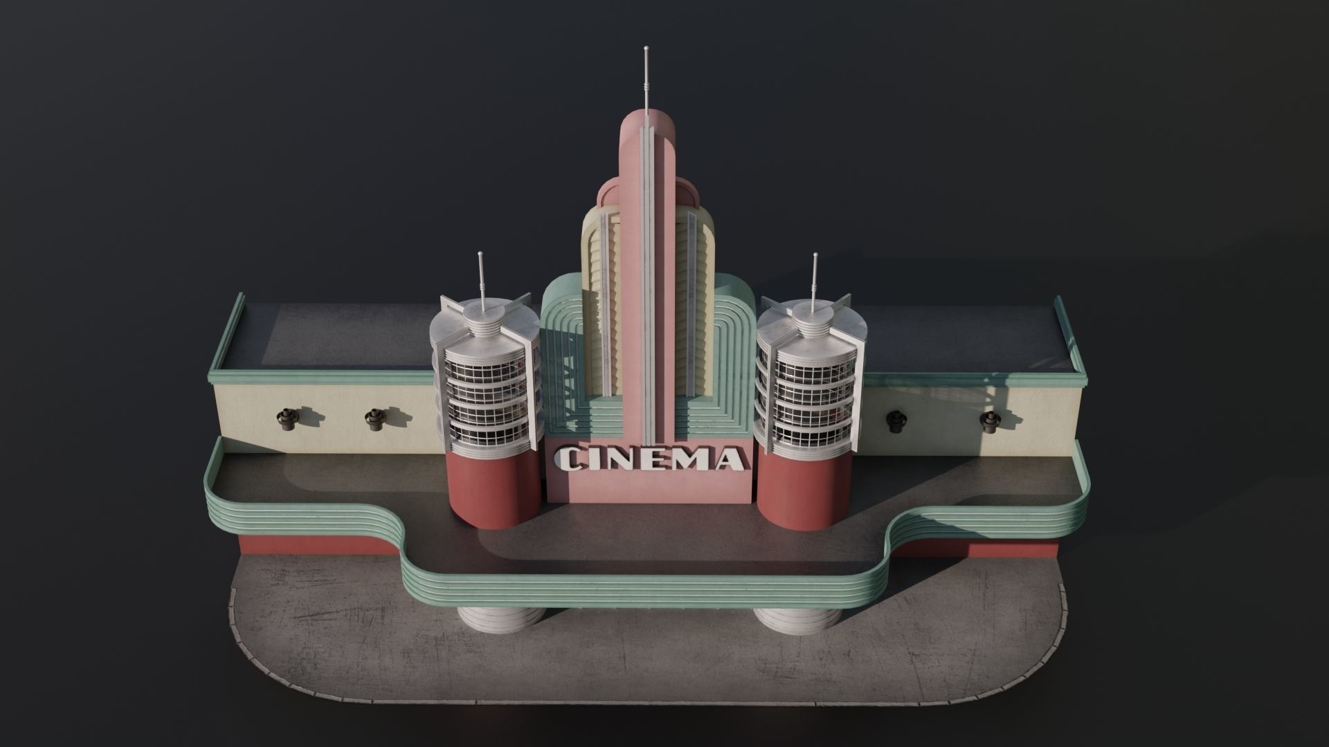 Facade of a vintage cinema 3D model | CGTrader