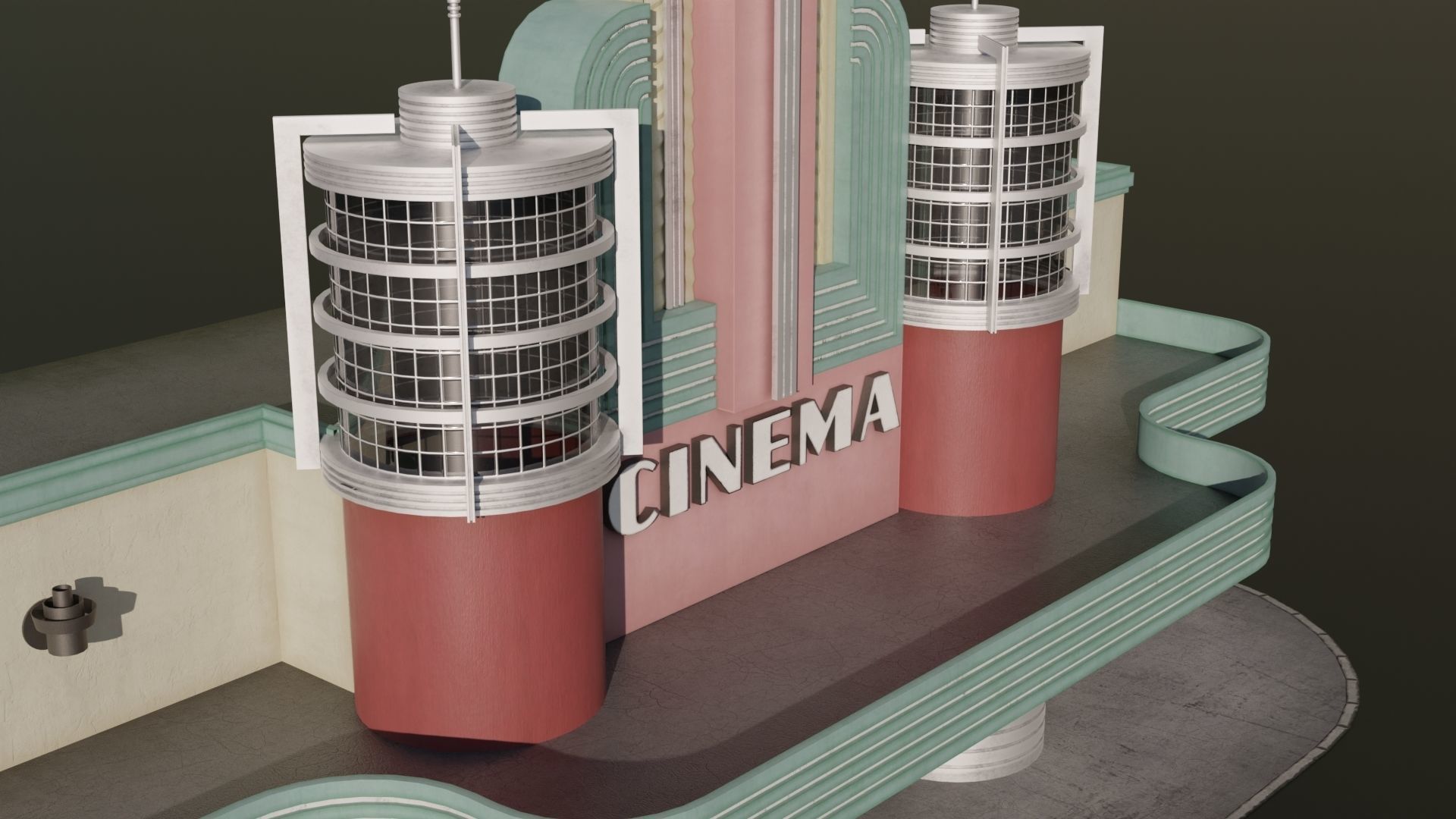 Facade of a vintage cinema 3D model | CGTrader