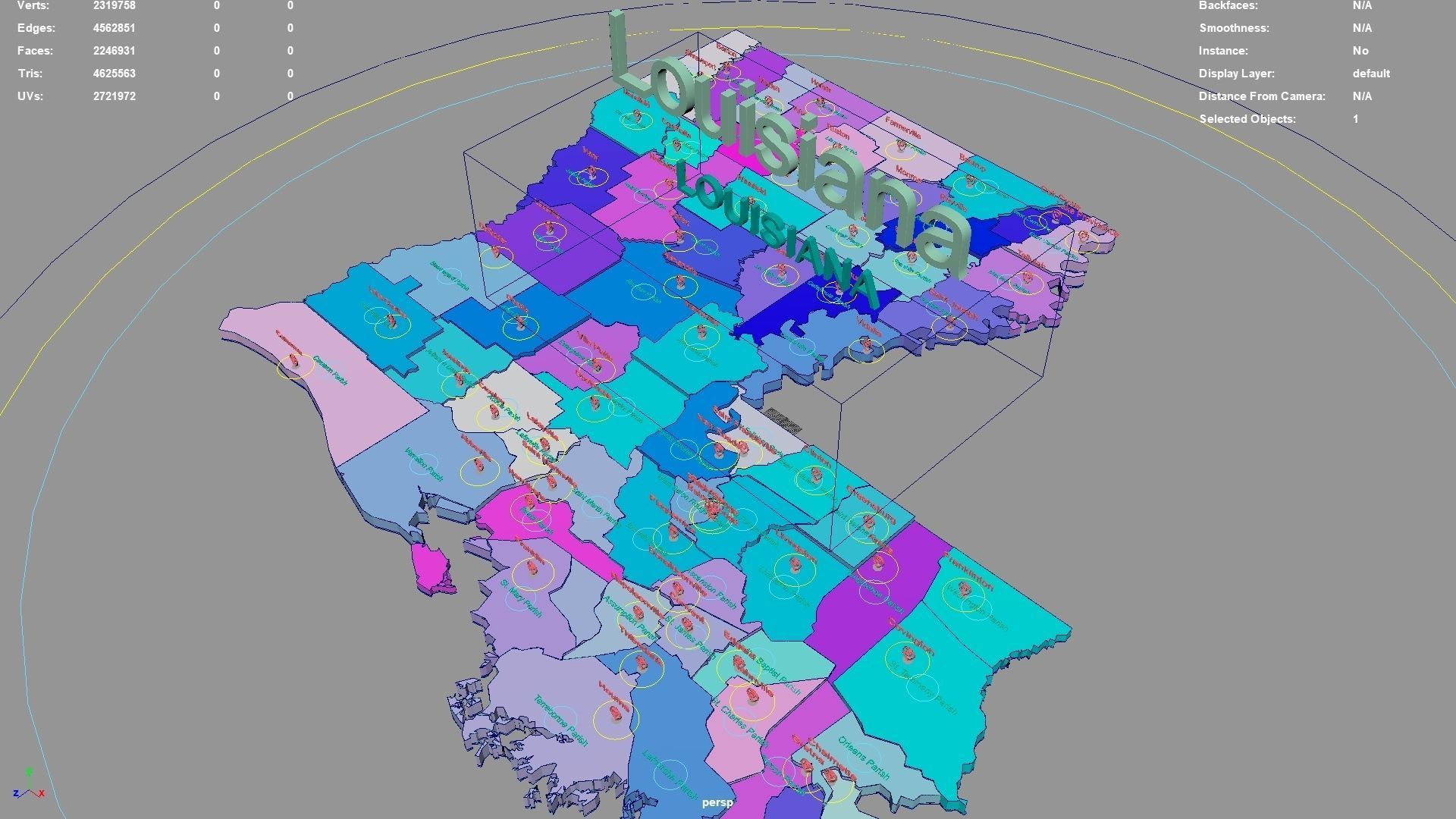 Louisiana United States USA map region geography political 3D model ...