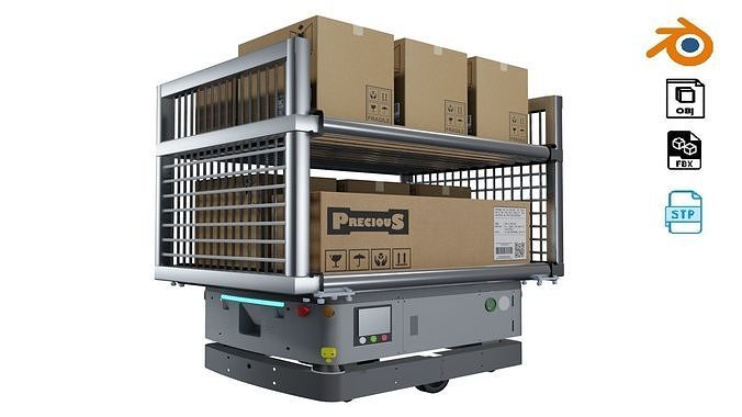 Industrial 3D AGV Trolley free VR / AR / low-poly 3D model | CGTrader