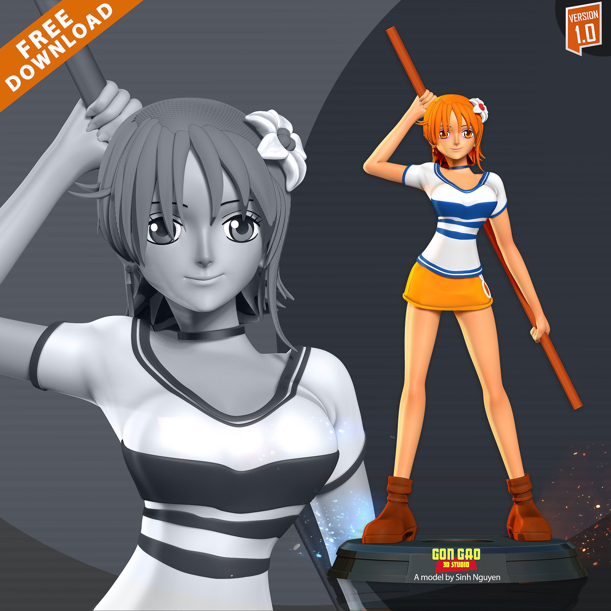 Nami - One Piece Fanart free 3D model 3D printable | CGTrader