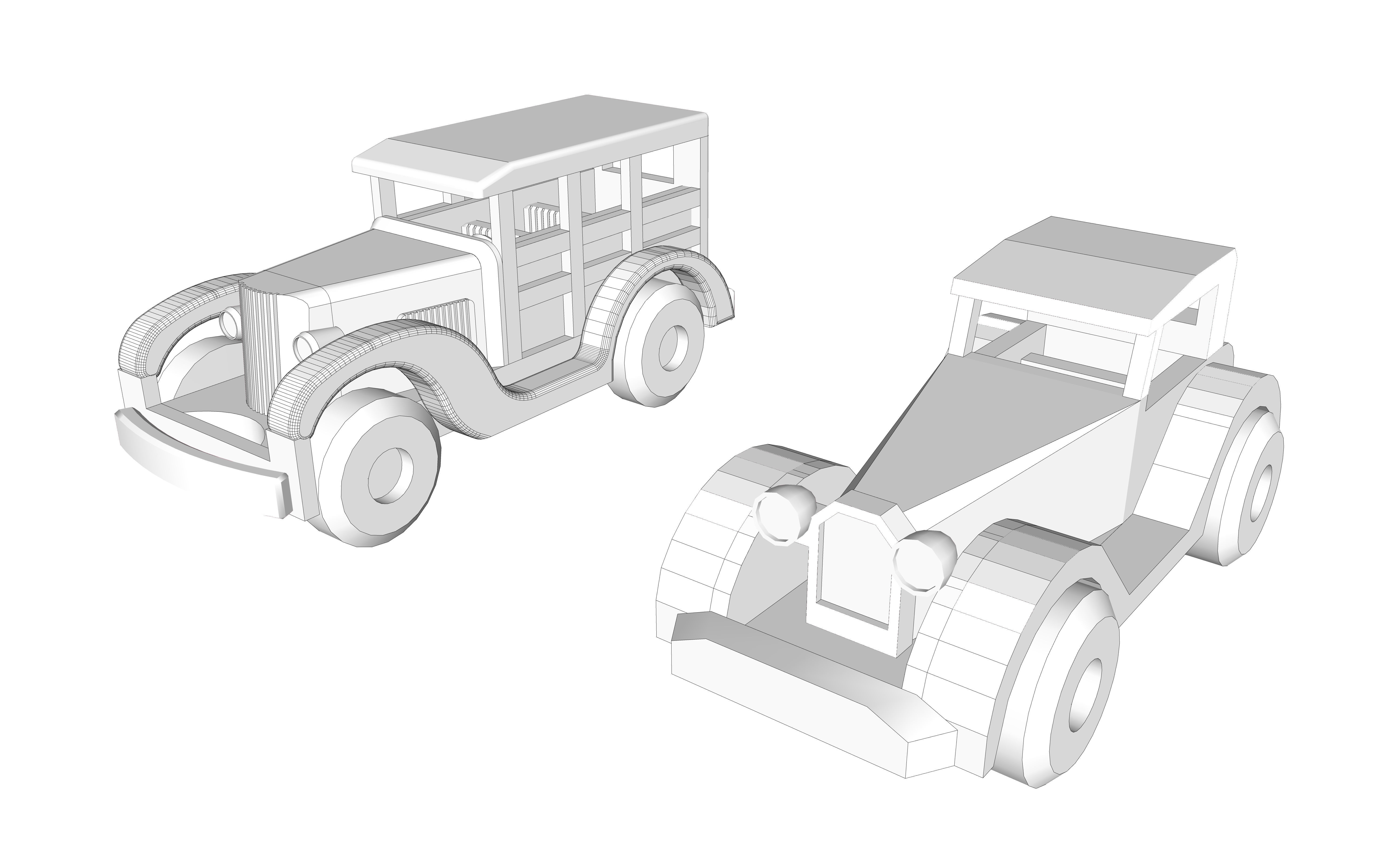 3D model Vintage Car Retro Car Set by Outland Models VR / AR / low-poly ...