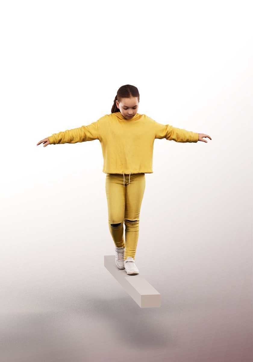 3D model Natalia 14530 - Balancing Girl In Yellow Clothings VR / AR ...