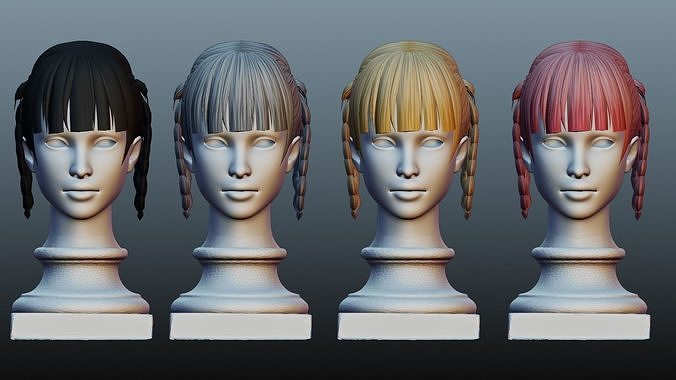 3D model Female hair 4 colors VR / AR / low-poly | CGTrader