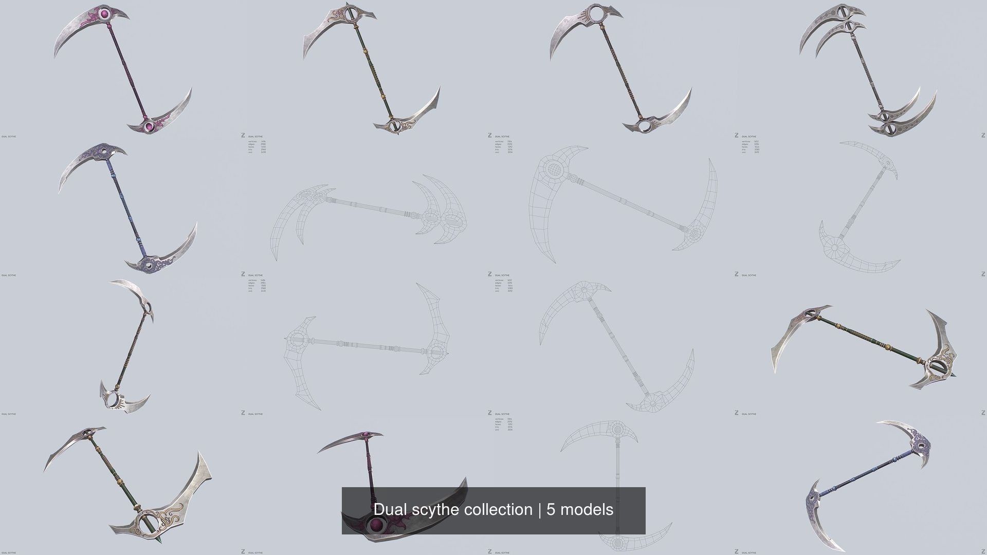 Dual scythe collection VR / AR / low-poly | CGTrader