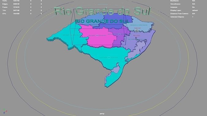 Rio Grande do Sul South Region Brazil map region geography 3D model ...