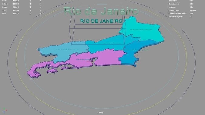 Rio de Janeiro Southeast Region Brazil map region geography 3D model ...