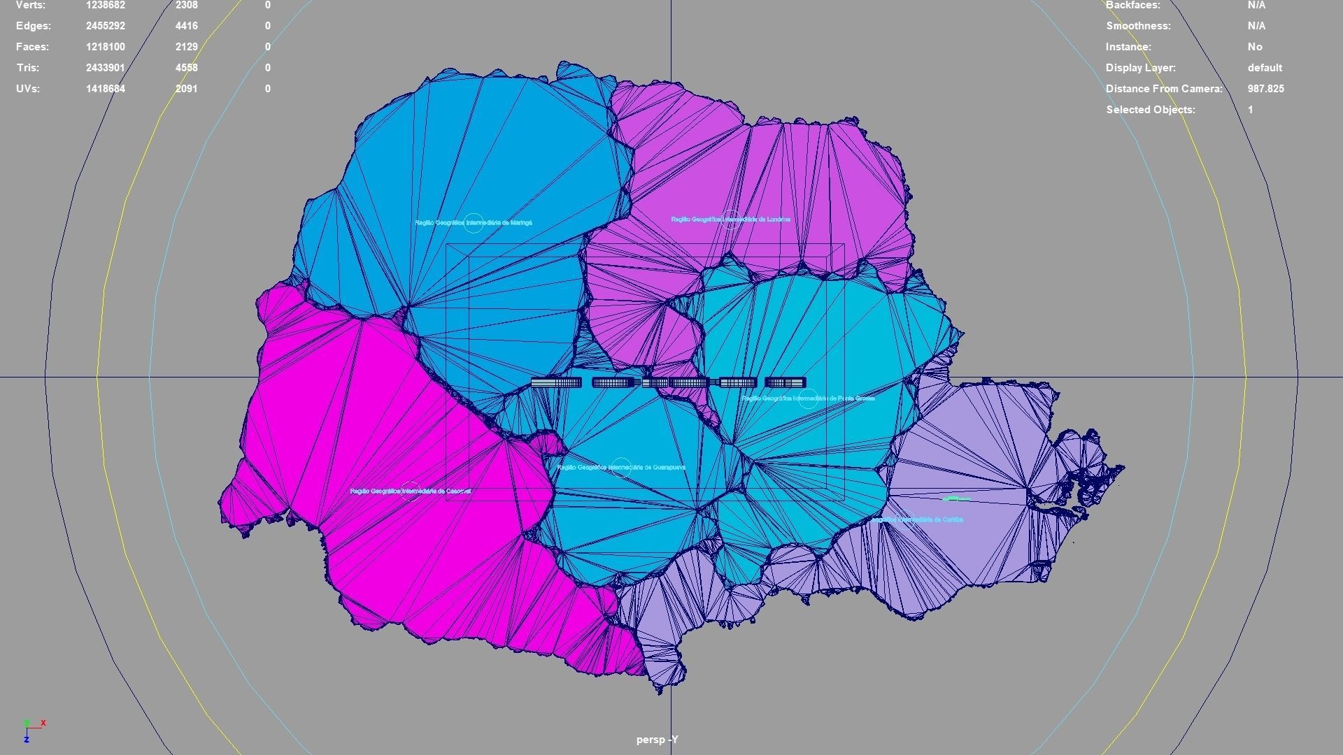 Parana South Region Brazil map region geography political 3D model ...