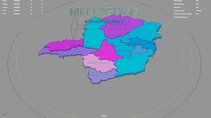 Minas Gerais Southeast Region Brazil map region geography 3D model ...