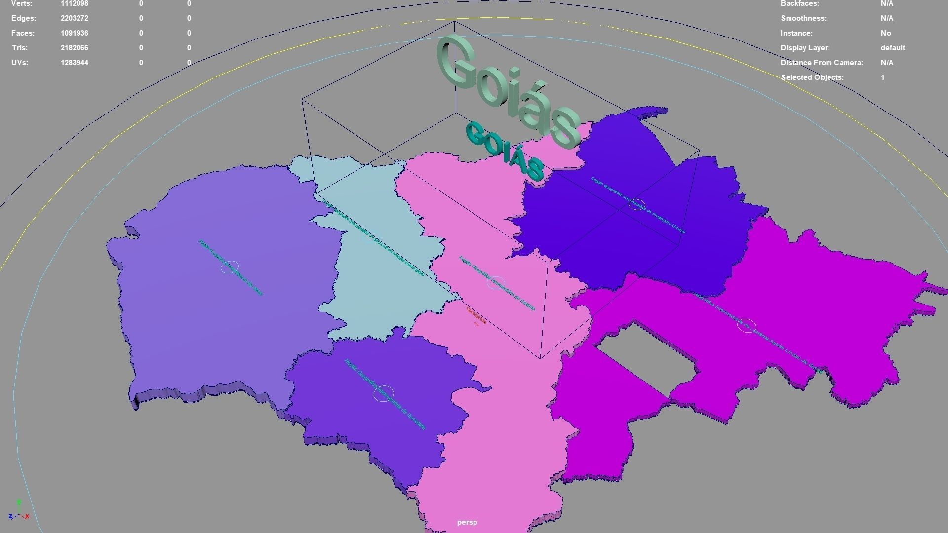 Goias Central-West Region Brazil map region geography 3D model rigged ...