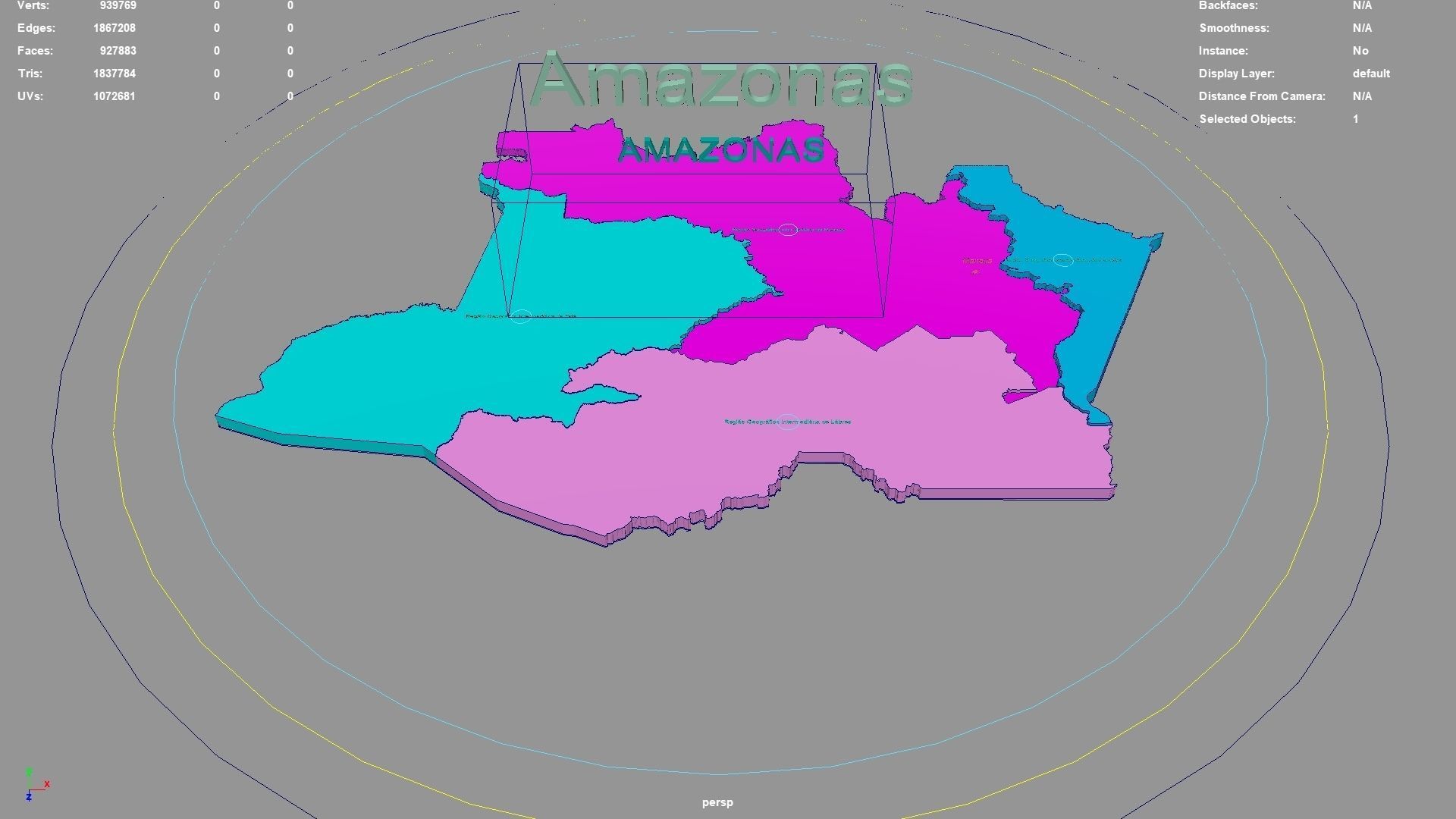 Amazonas North Region Brazil map region geography political 3D model ...